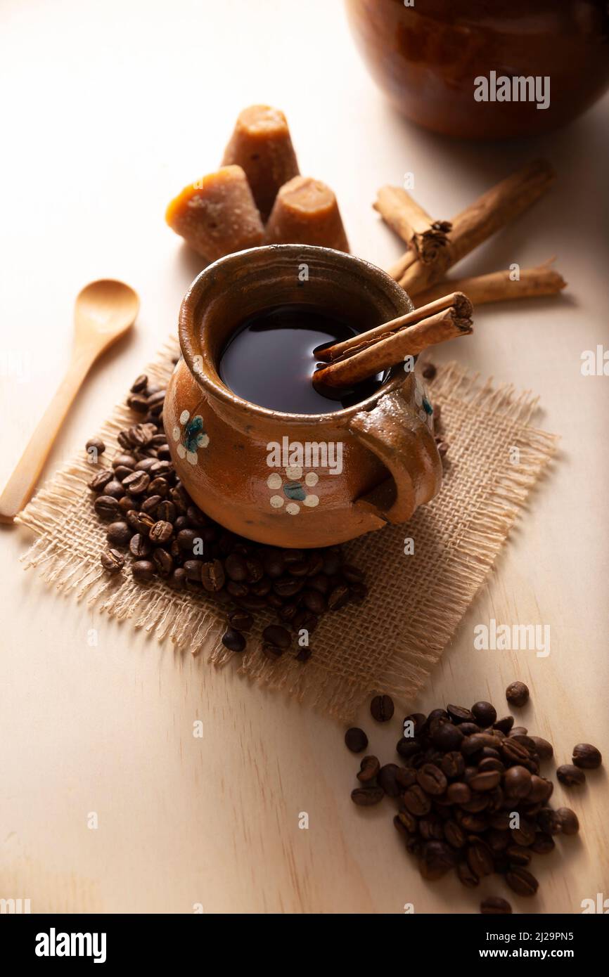 Cafe de Olla. Traditional Mexican coffee and basic ingredients for its ...