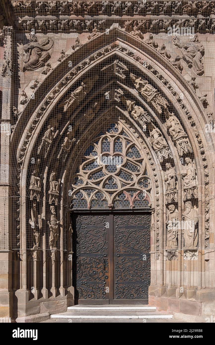 Gothic portal of the Church of Our Lady, Nuremberg, Middle Franconia ...