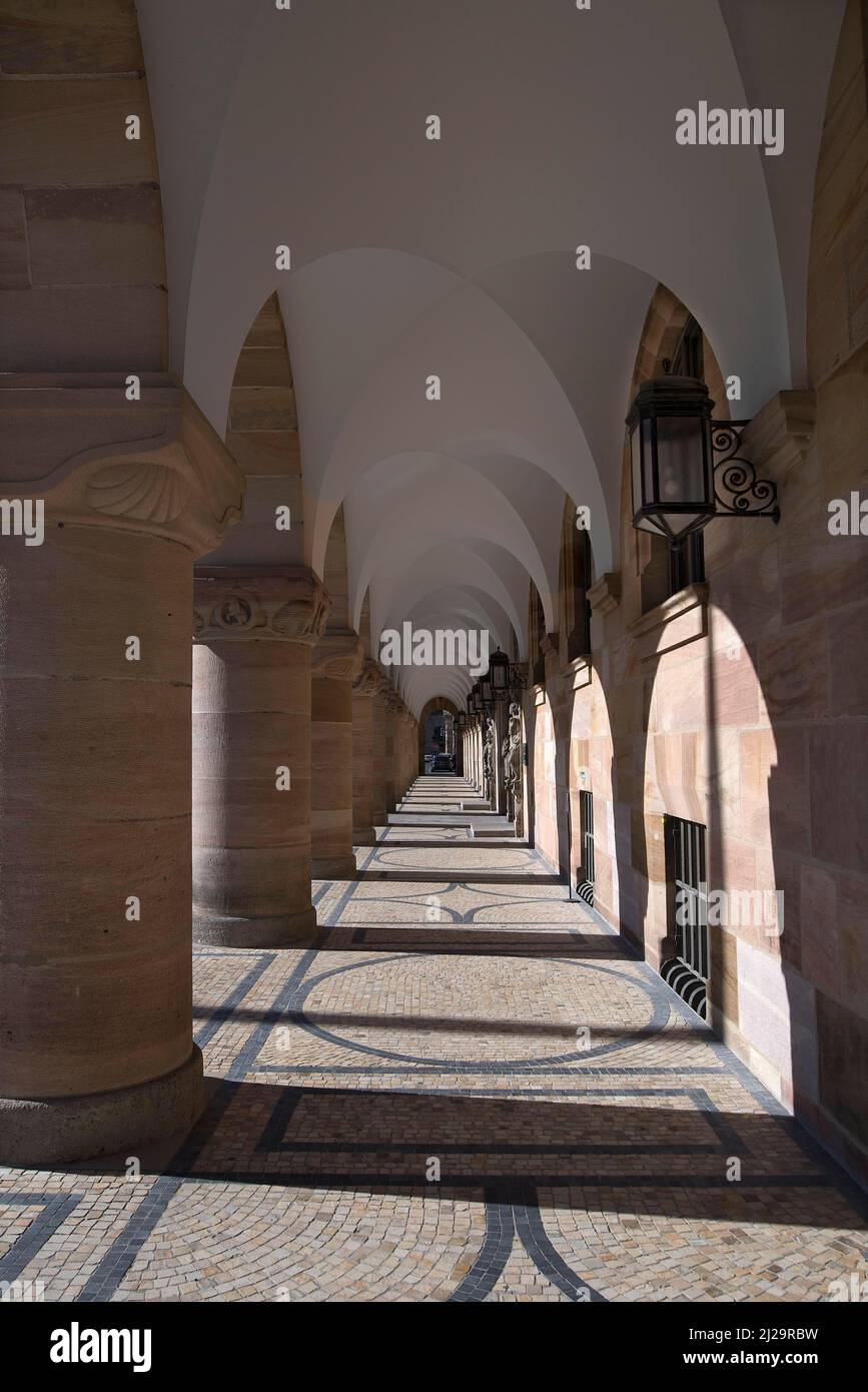 Arcade of the Justice Building, built 1909 to 1916 in the neo ...