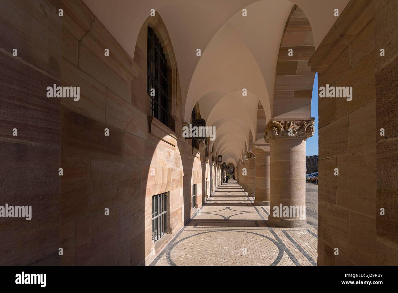 Arcade of the Justice Building, built 1909 to 1916 in the neo ...