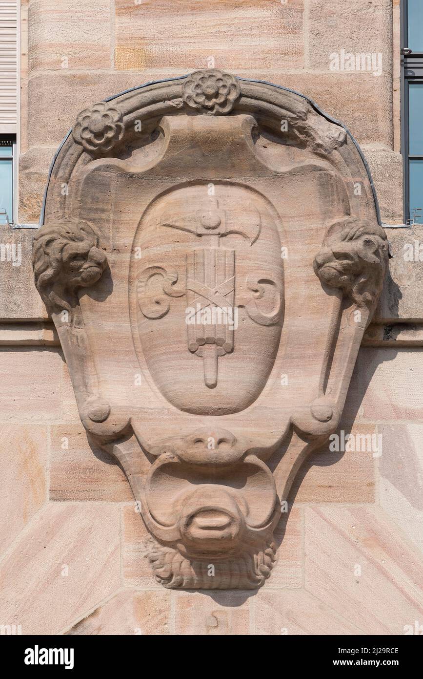 Coat of arms cartouche on the courthouse, built between 1909 and 1916 ...