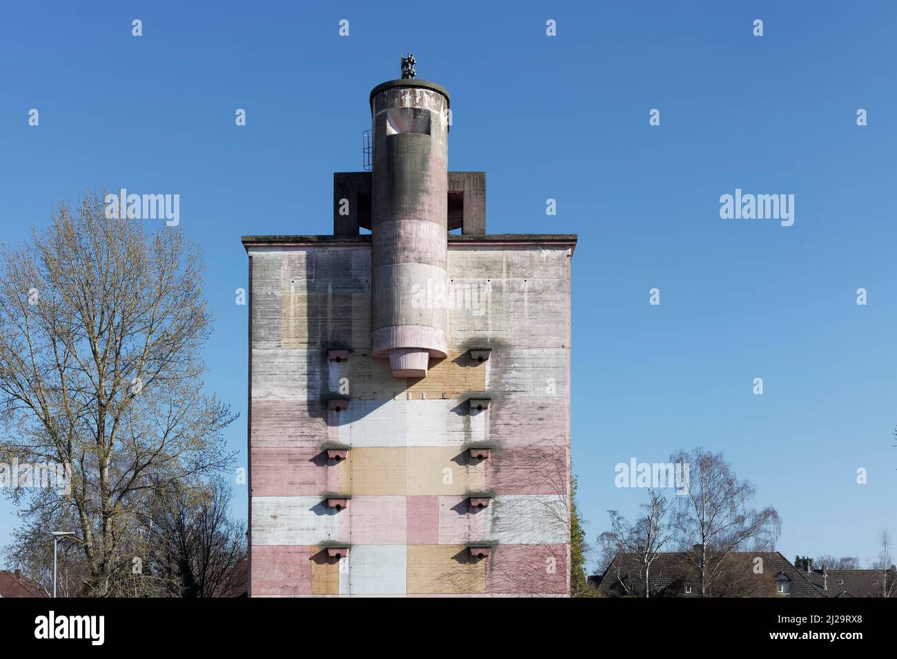 High bunker from World War 2 on the Bayer AG factory premises, facade ...