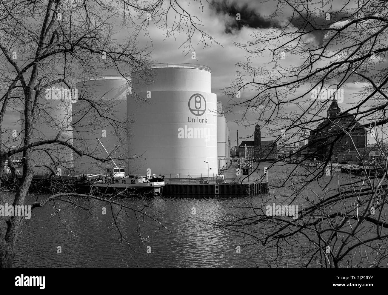 Oil tank farm Black and White Stock Photos & Images - Alamy