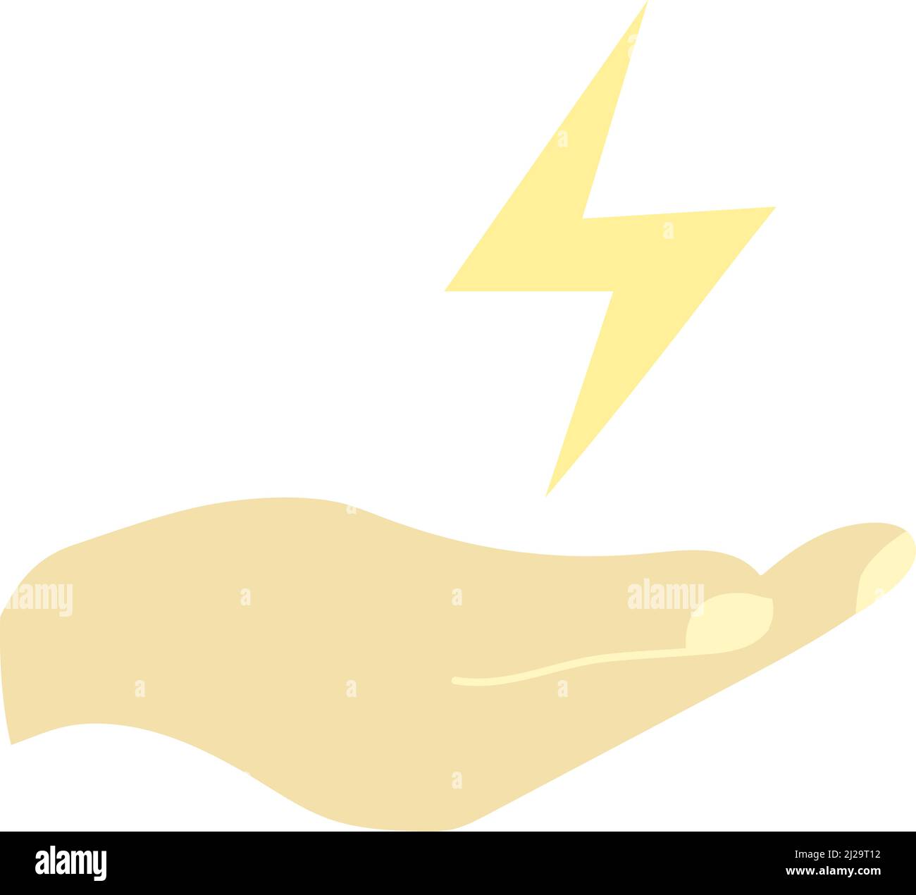 Lighting bolt over hand icon. Flat vector isolated on white background ...