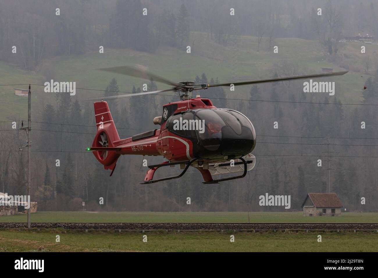 Helicopter type EC-130 T2 of the company Airport Helicopter AG, Malters ...