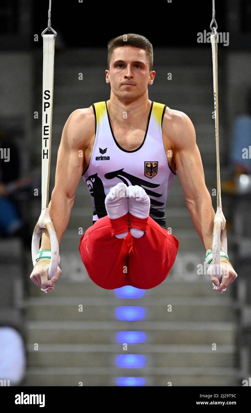 Carlo HOeRR (GER), rings, gymnastics, DTB Cup, Porsche Arena, Stuttgart ...