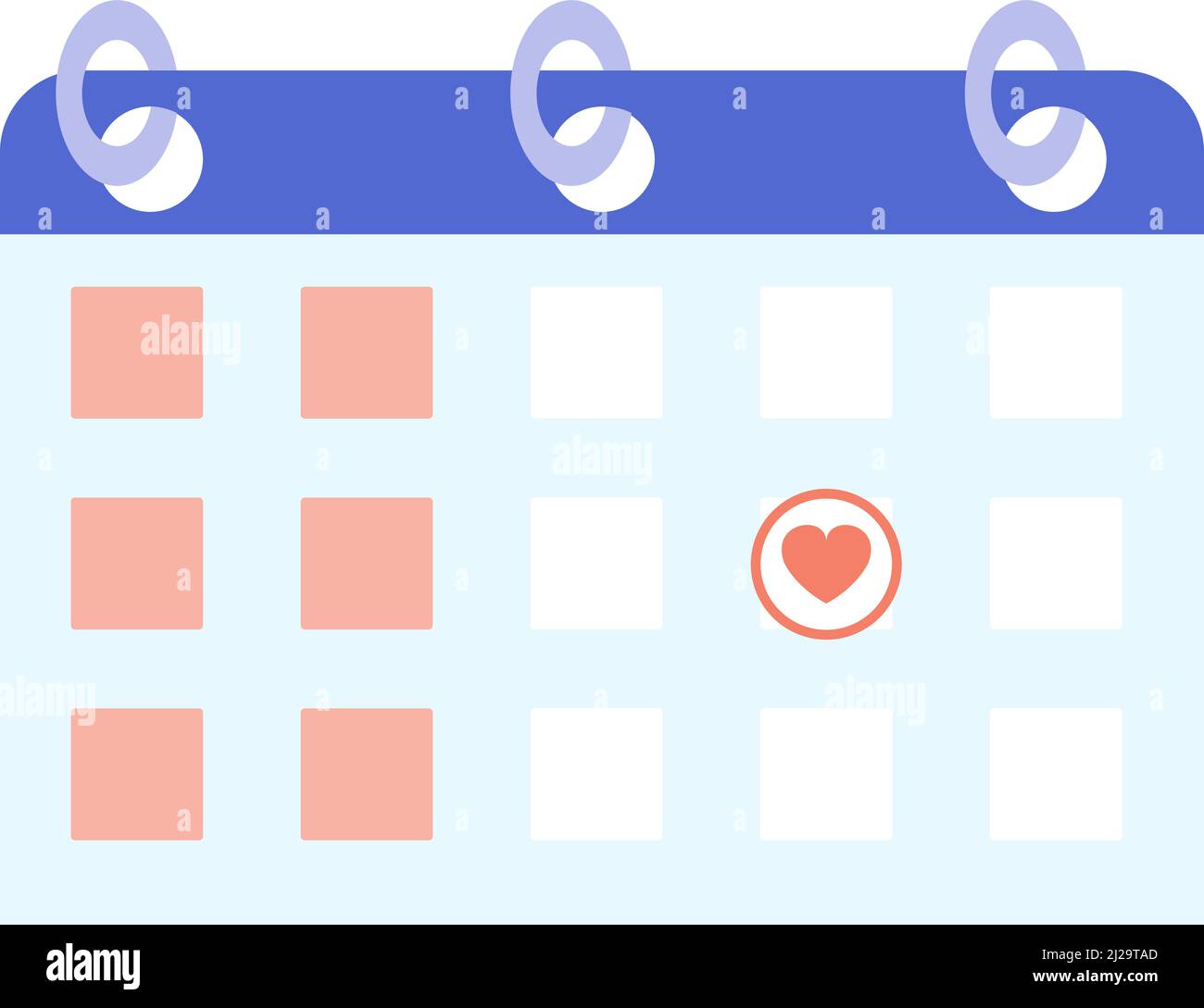 February calendar with heart icon vector. Appointment app sign ...