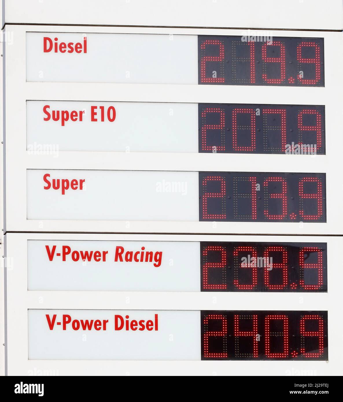 Price board at a Shell petrol station, Germany Stock Photo - Alamy