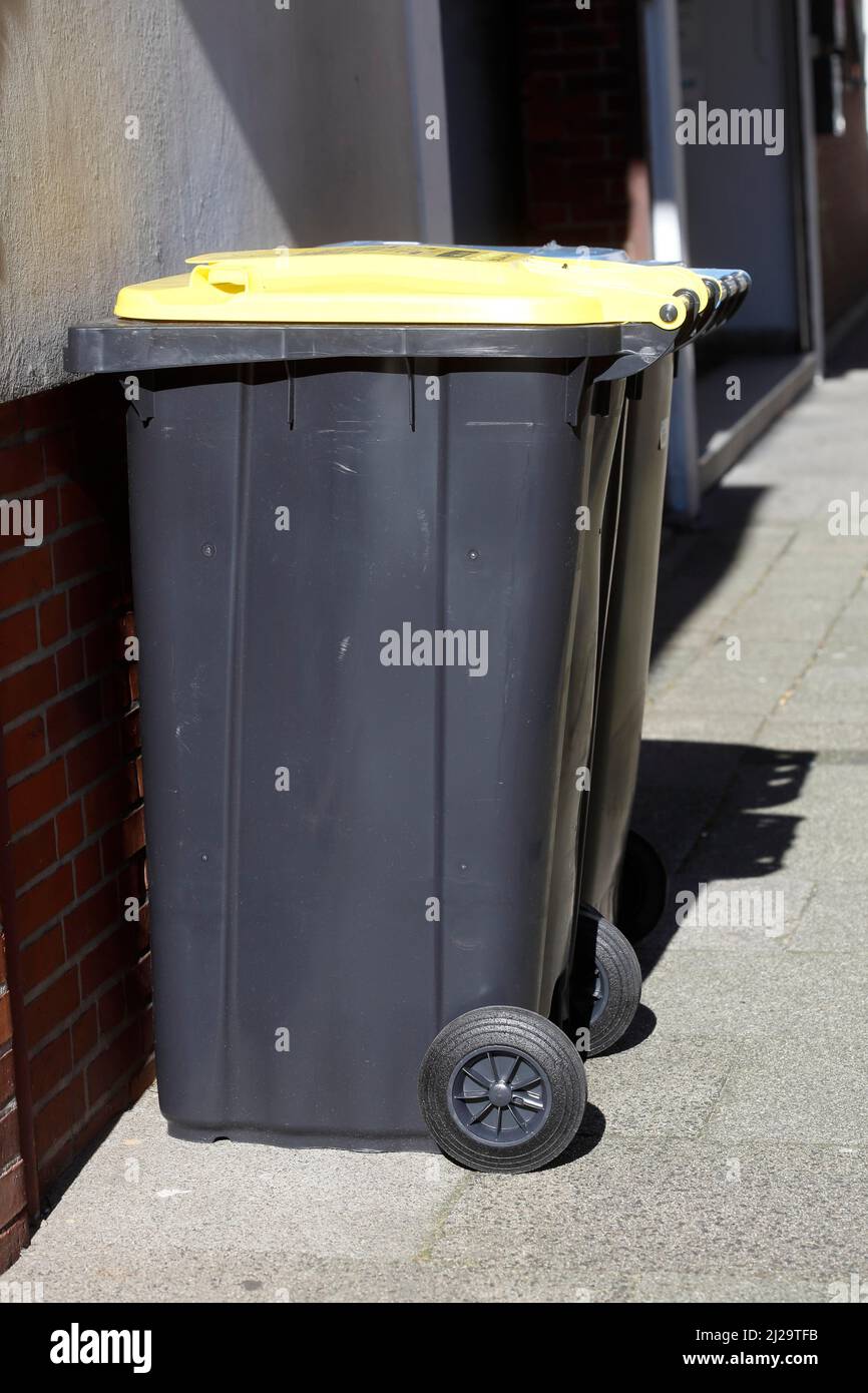 Yellow bin for plastic waste, waste separation, Germany Stock Photo - Alamy
