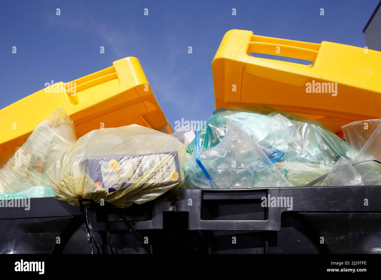 Yellow bin for plastic waste, waste separation, Germany Stock Photo - Alamy
