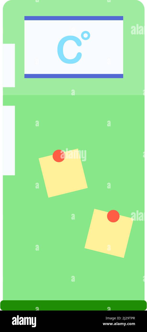 Fridge vector. Refrigerator with magnet sticker icon. Flat kitchen ...