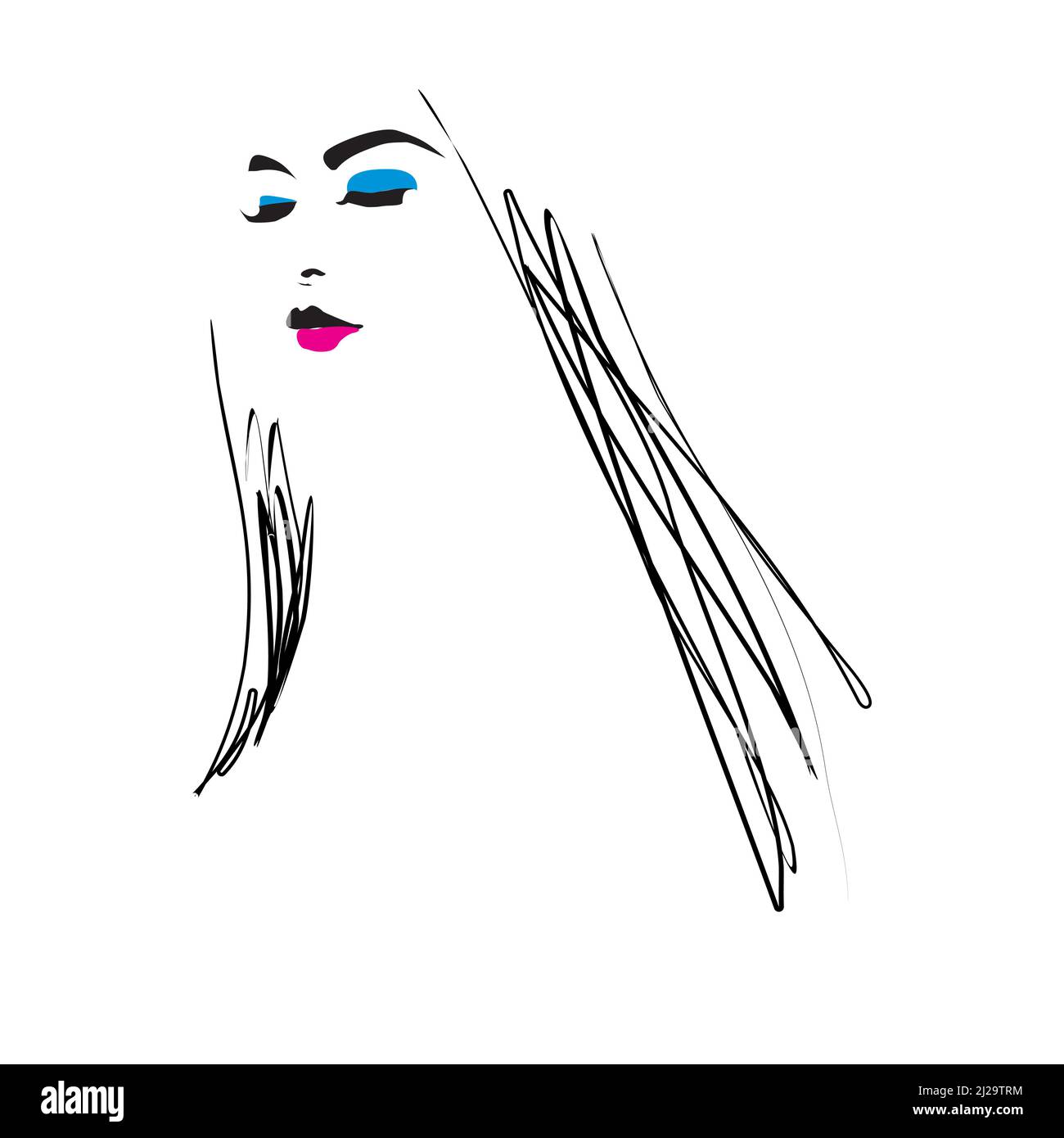 Beautiful Woman Face Hand Drawn Vector Illustration Stock Vector Image