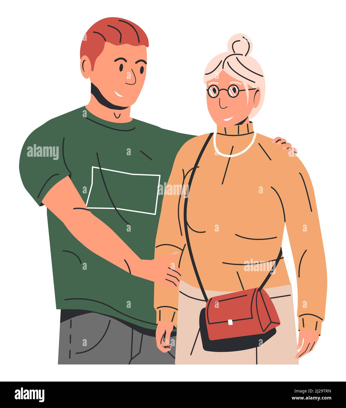 Adult Son Hugging Old Mother Isolated Stock Vector Image And Art Alamy