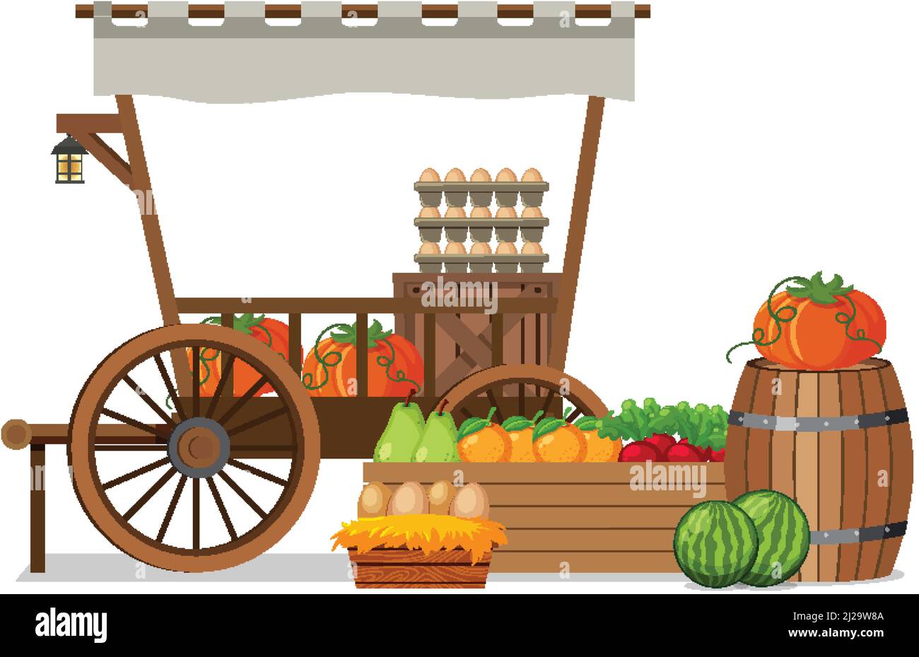 Flea market concept with fruit store illustration Stock Vector Image ...