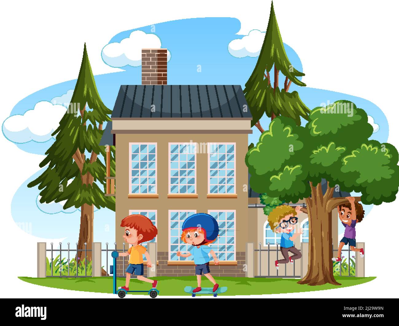 Isolated scene with people cartoon character illustration Stock Vector ...