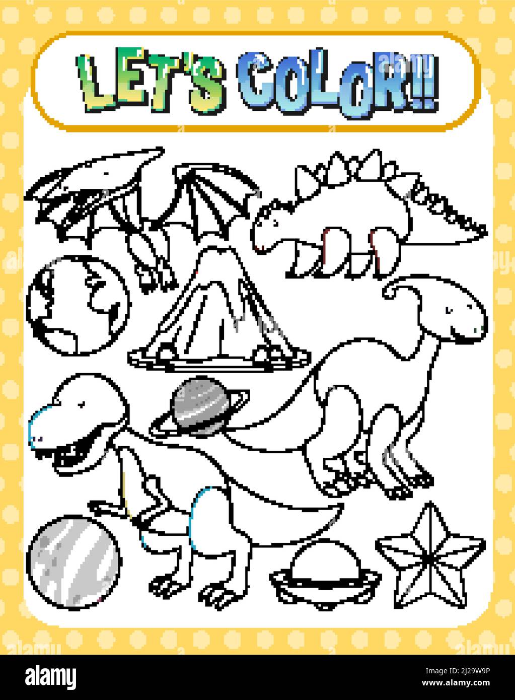 Worksheets template with Lets color text illustration Stock Vector ...