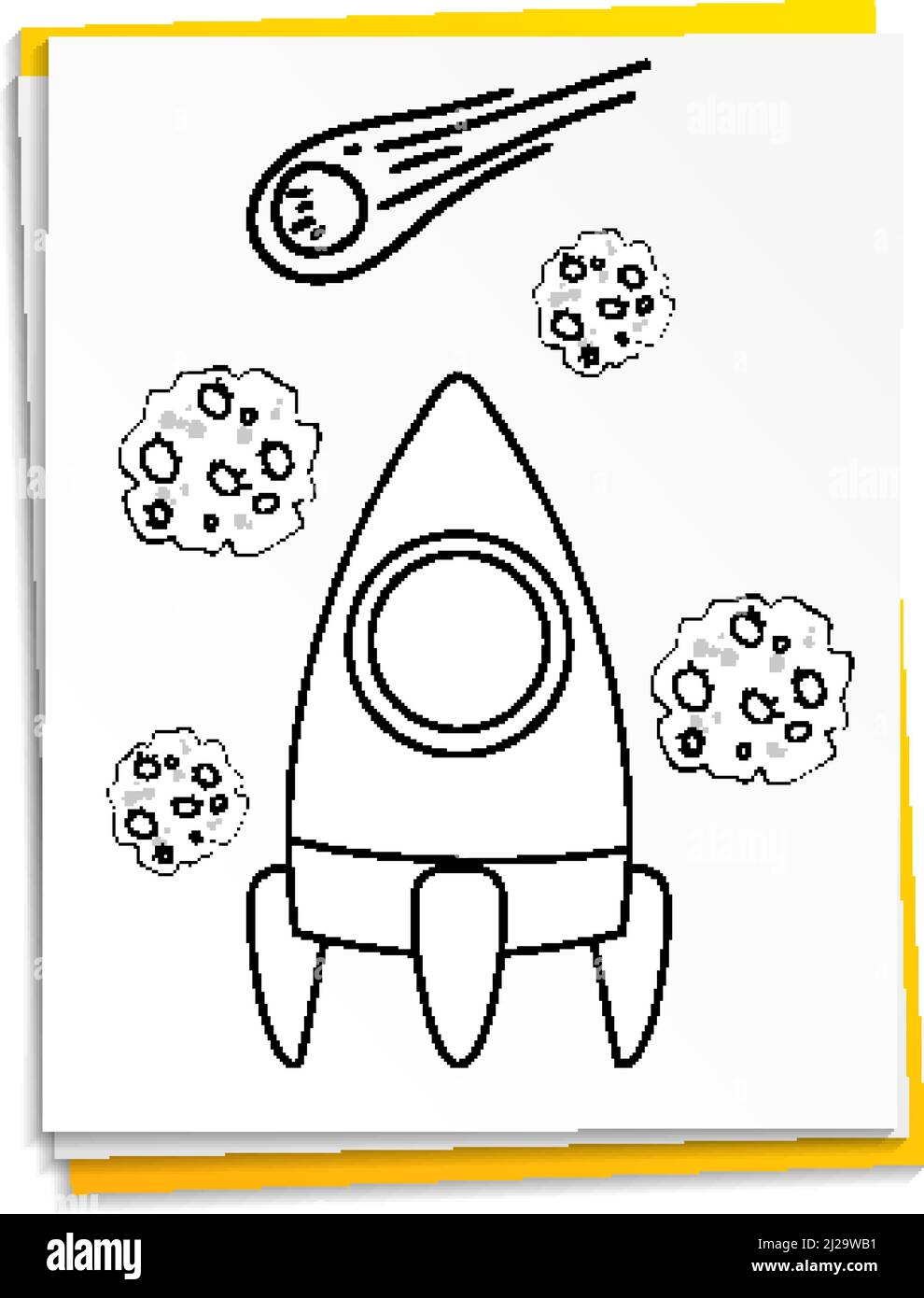 Hand drawn rocket on paper illustration Stock Vector Image & Art - Alamy