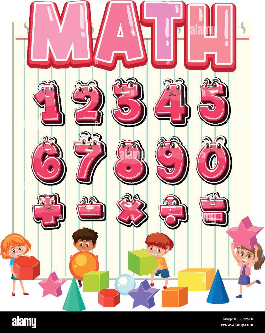 Counting number 0 to 9 and math symbols illustration Stock Vector Image ...