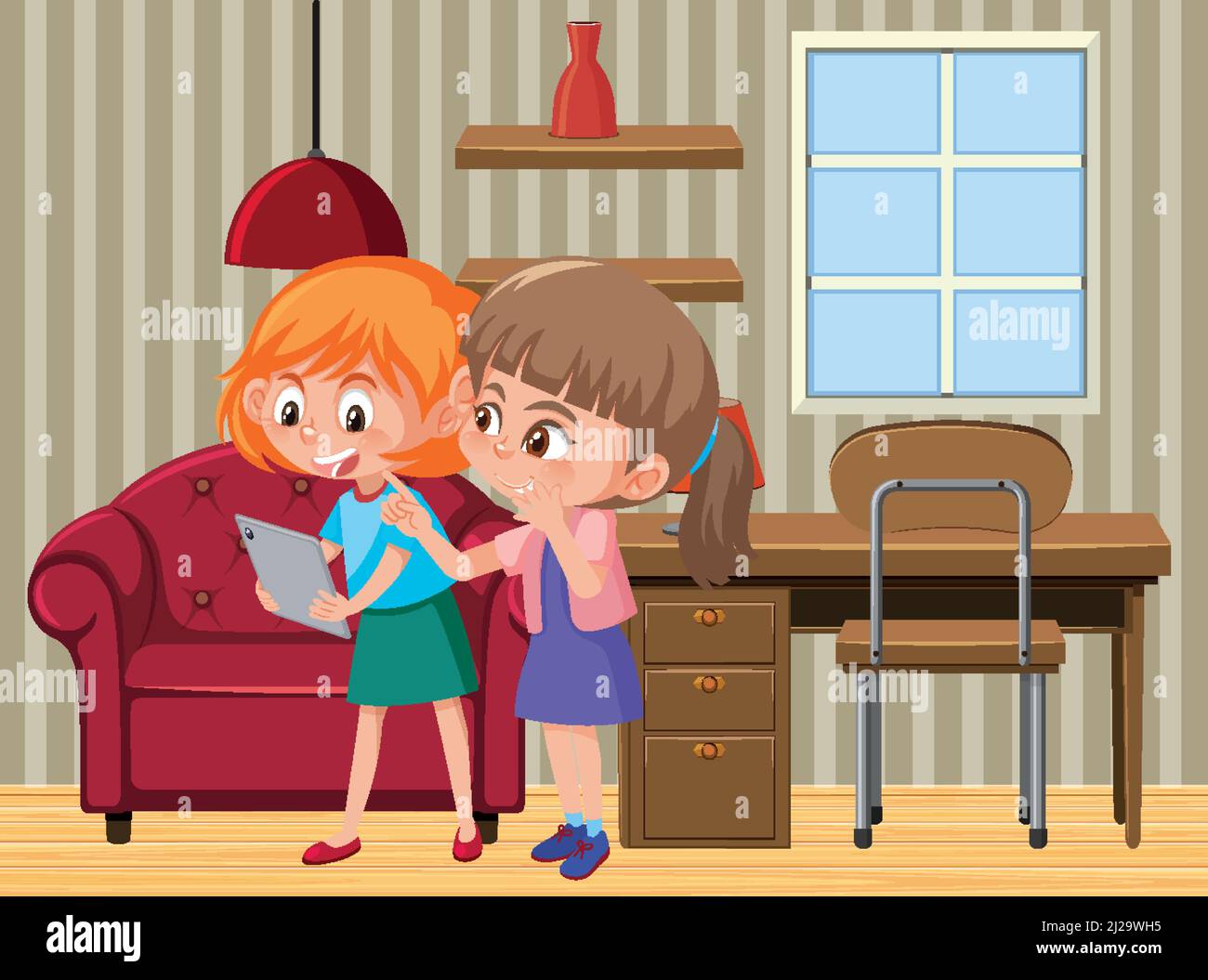 Workroom scene with family members illustration Stock Vector Image ...