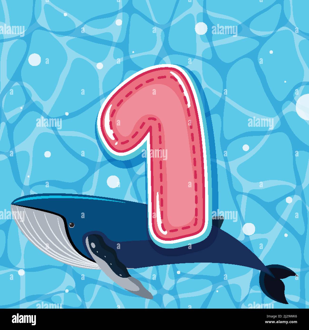 Number one with sea animals illustration Stock Vector Image & Art - Alamy