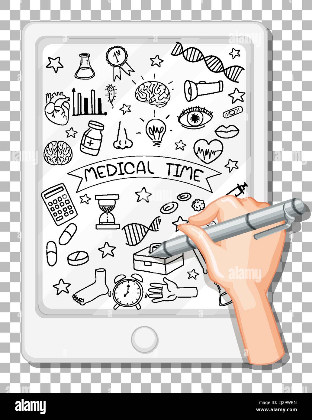 Hand drawn doodle of medical icons illustration Stock Vector Image ...