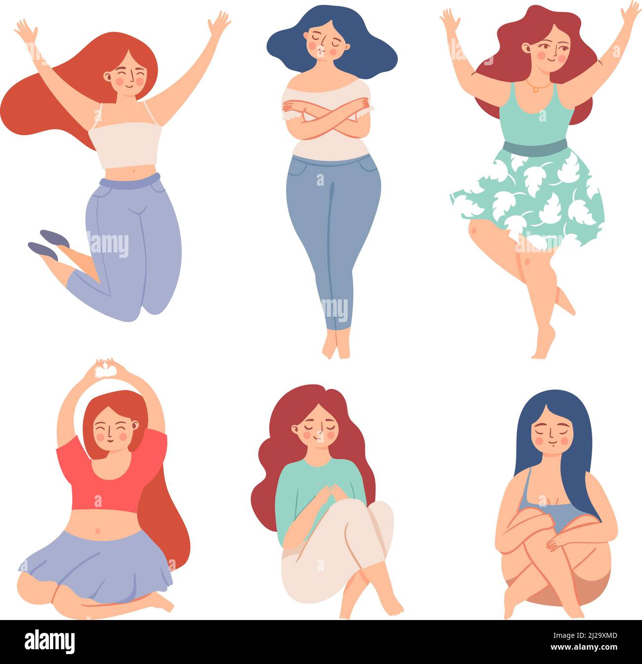 Body positive, happy woman and feel enjoy Stock Vector Image & Art - Alamy