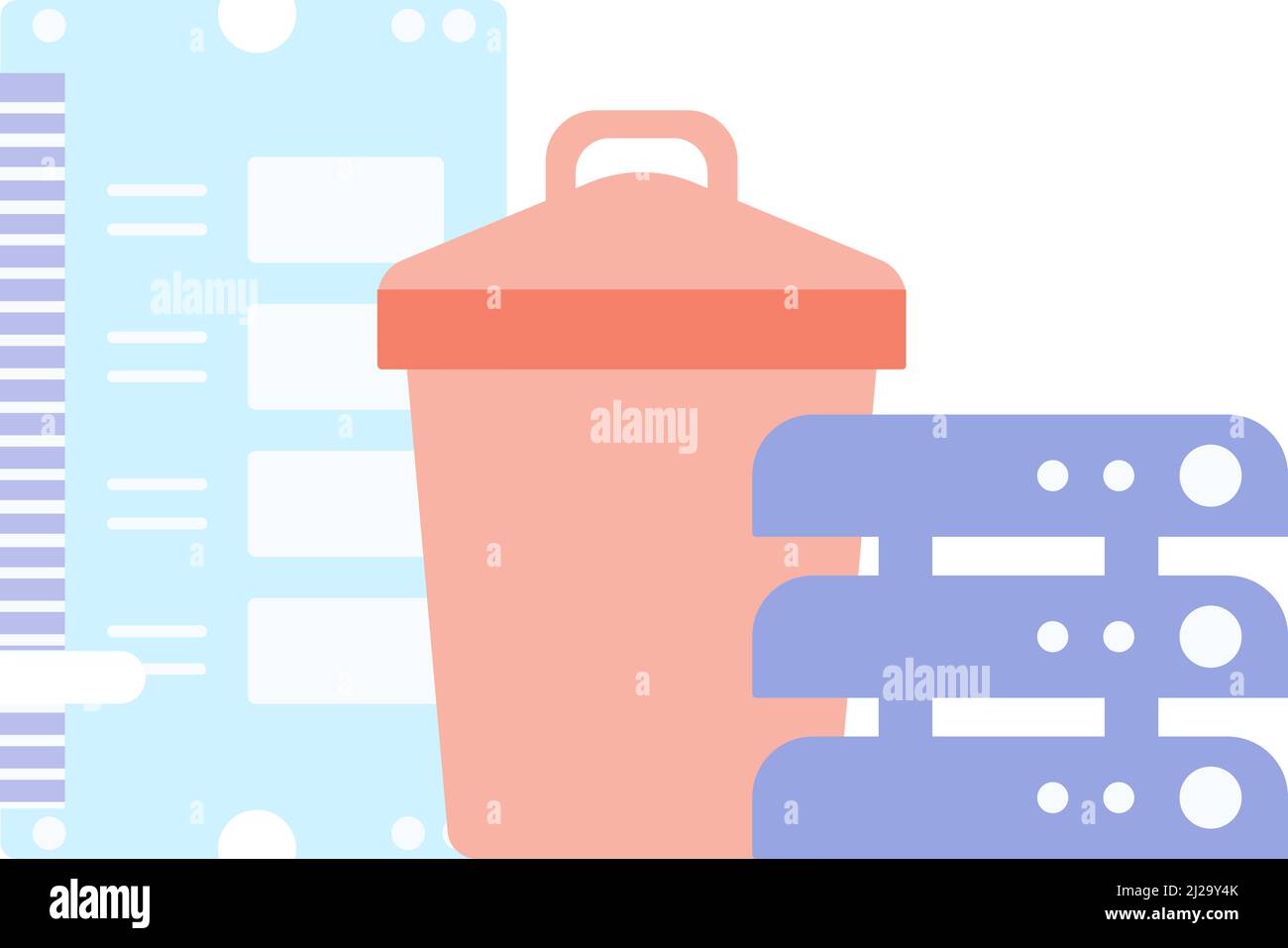 Delete information basket app on computer icon flat vector. Clean ...