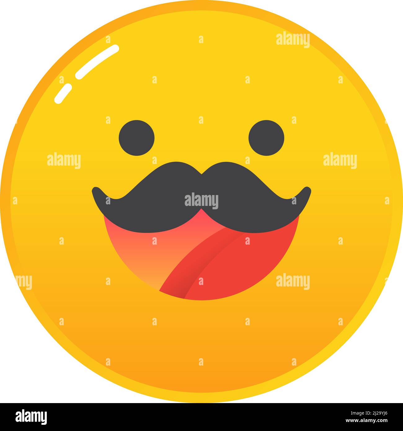 Smiling emoji with moustache icon flat vector. Creative emoticon with ...