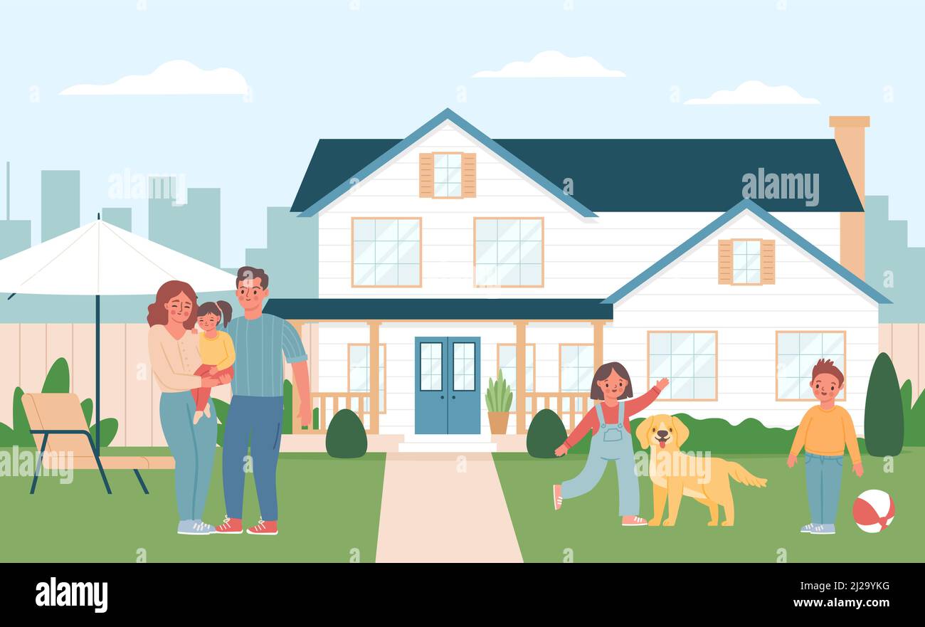 Boy outside of his home Stock Vector Images - Alamy