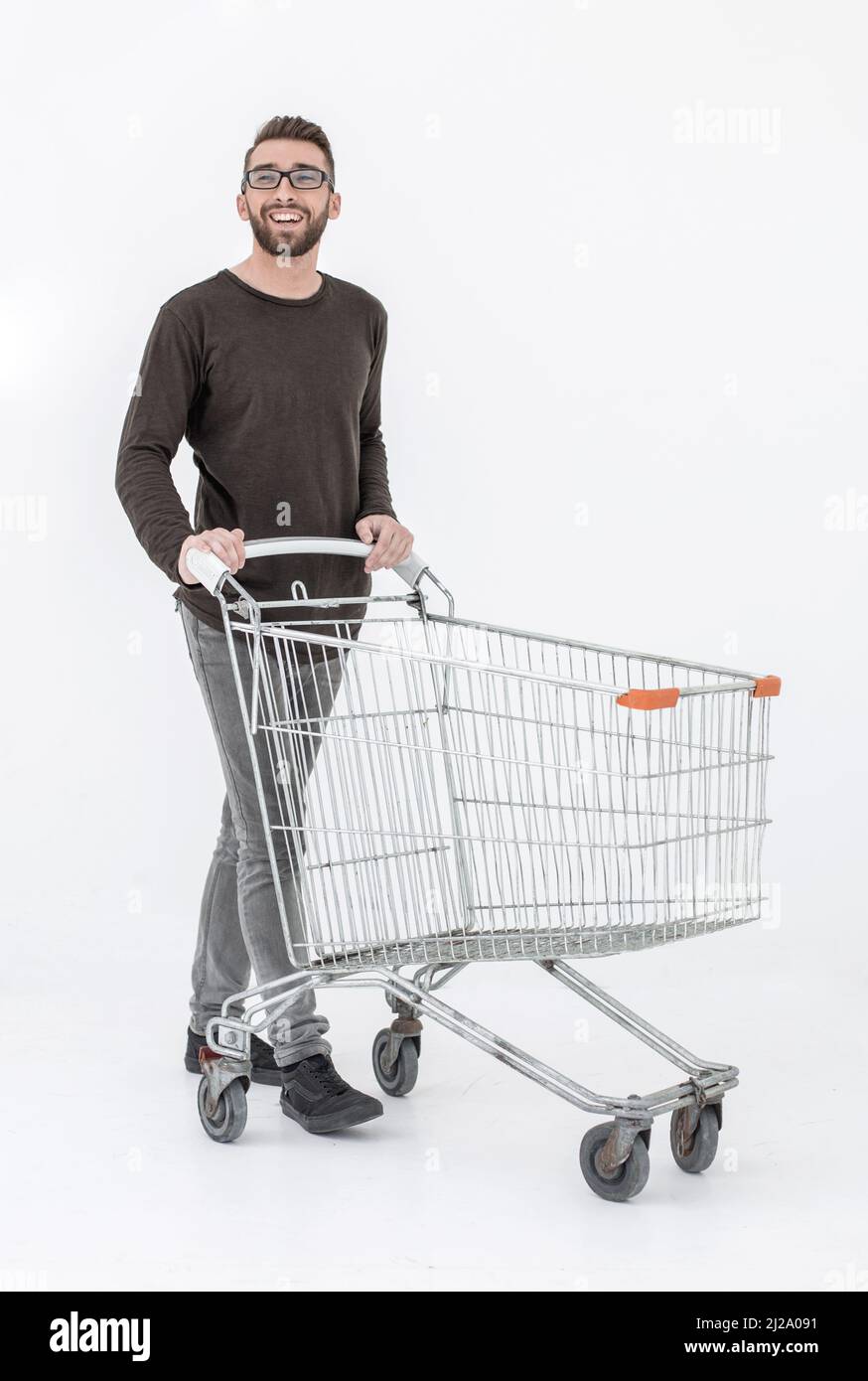 Man pushing a cart in a grocery store hi-res stock photography and ...