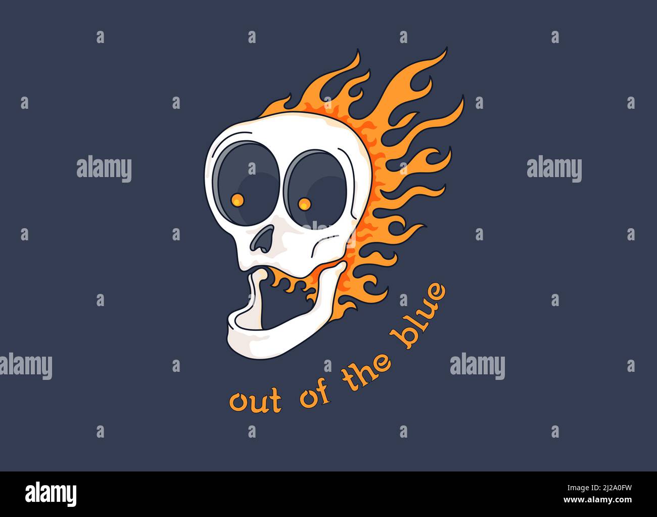 Skulls On Fire Blue