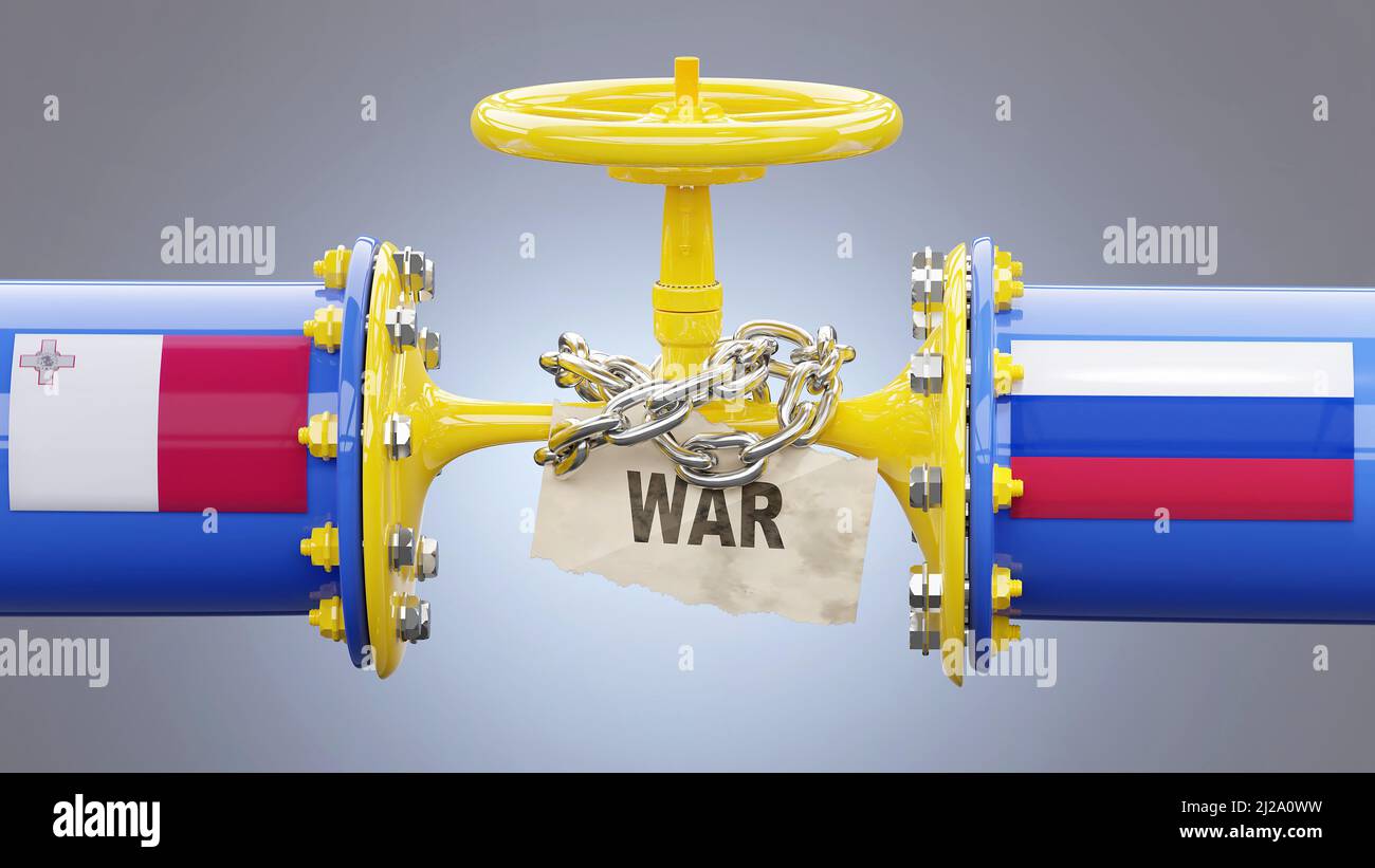 Malta and Russia oil and gas sanctions, stand-off and war. Squeezed gas ...