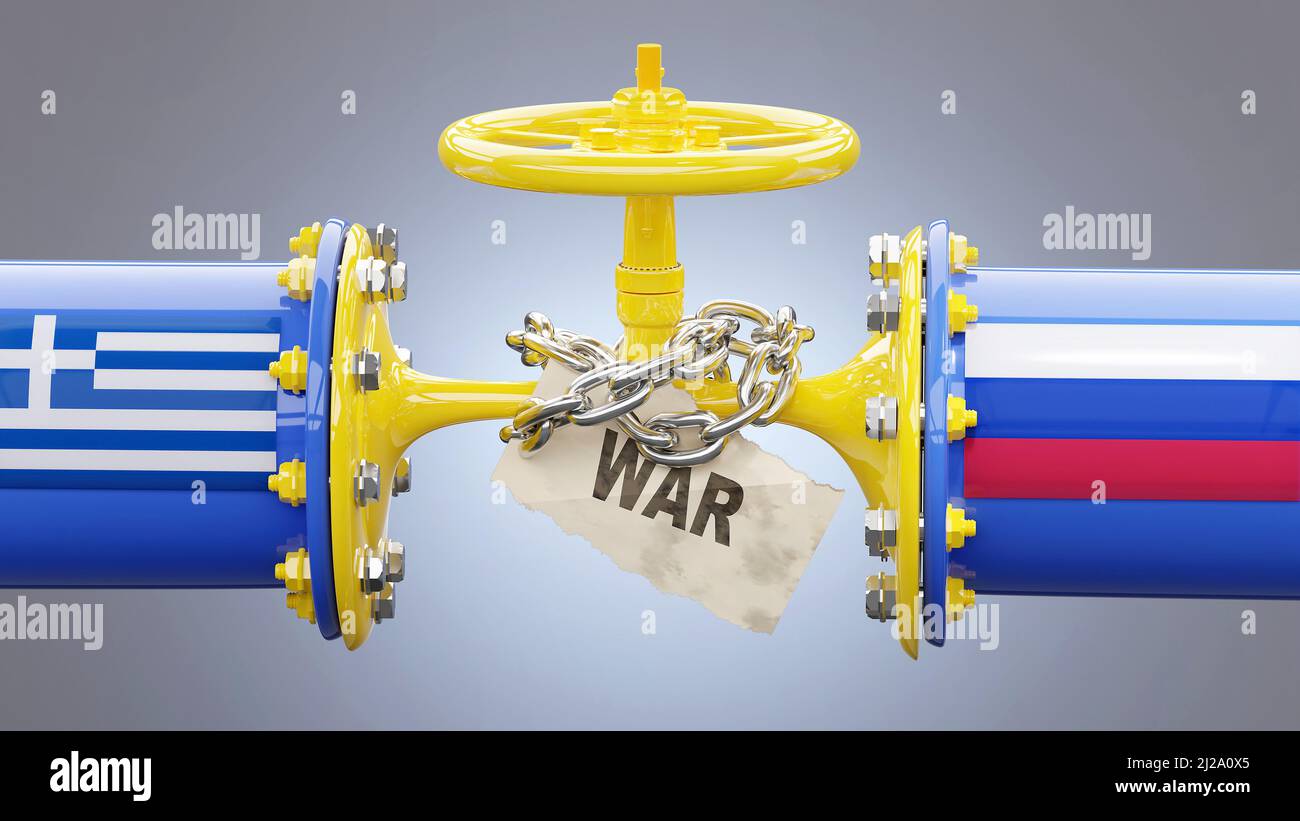 Greece and Russia oil and gas sanctions, stand-off and war. Squeezed ...