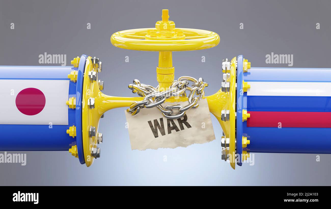 Japan and Russia oil and gas sanctions, stand-off and war. Squeezed gas ...