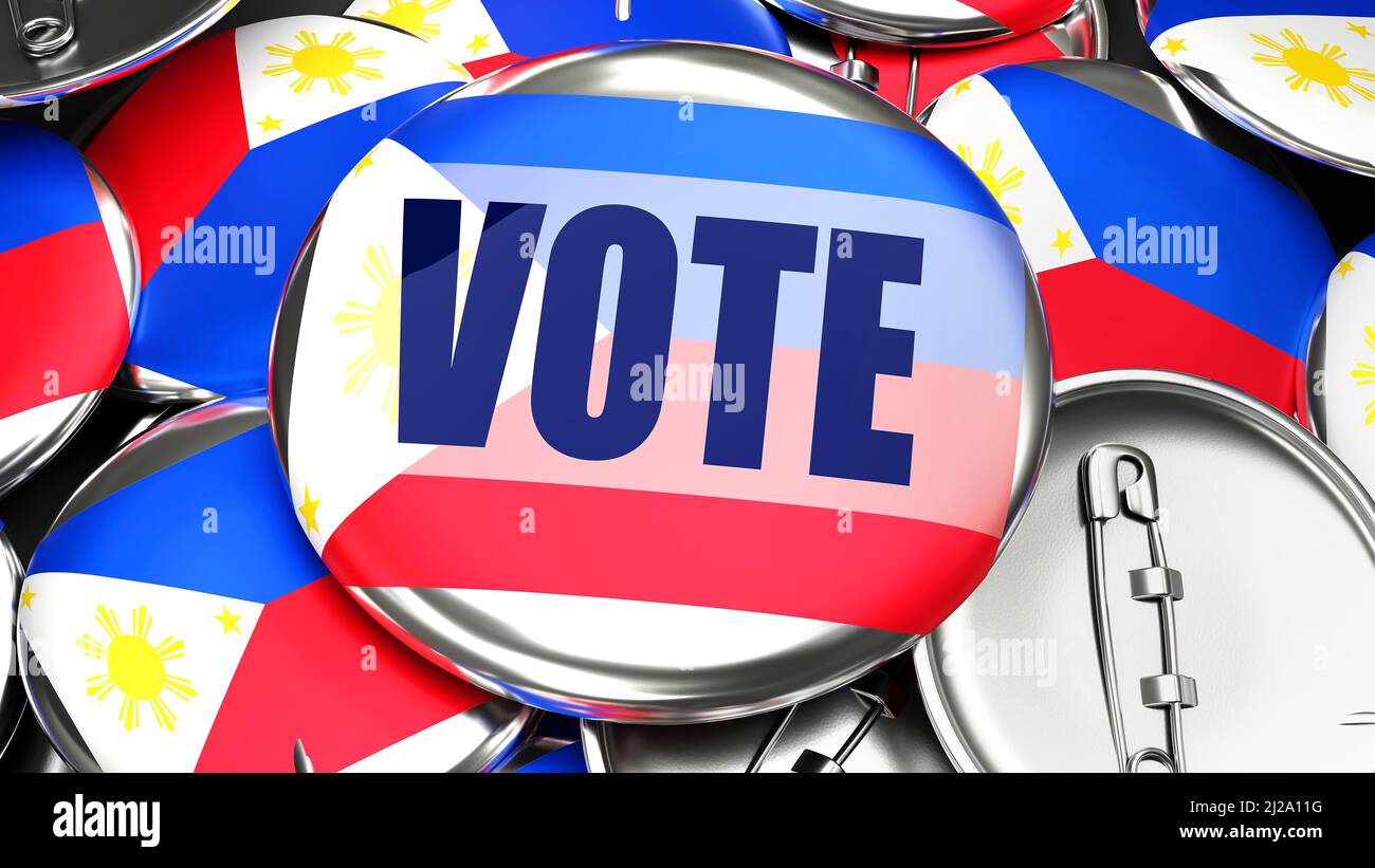 Philippines and Vote - dozens of pinback buttons with a flag of ...