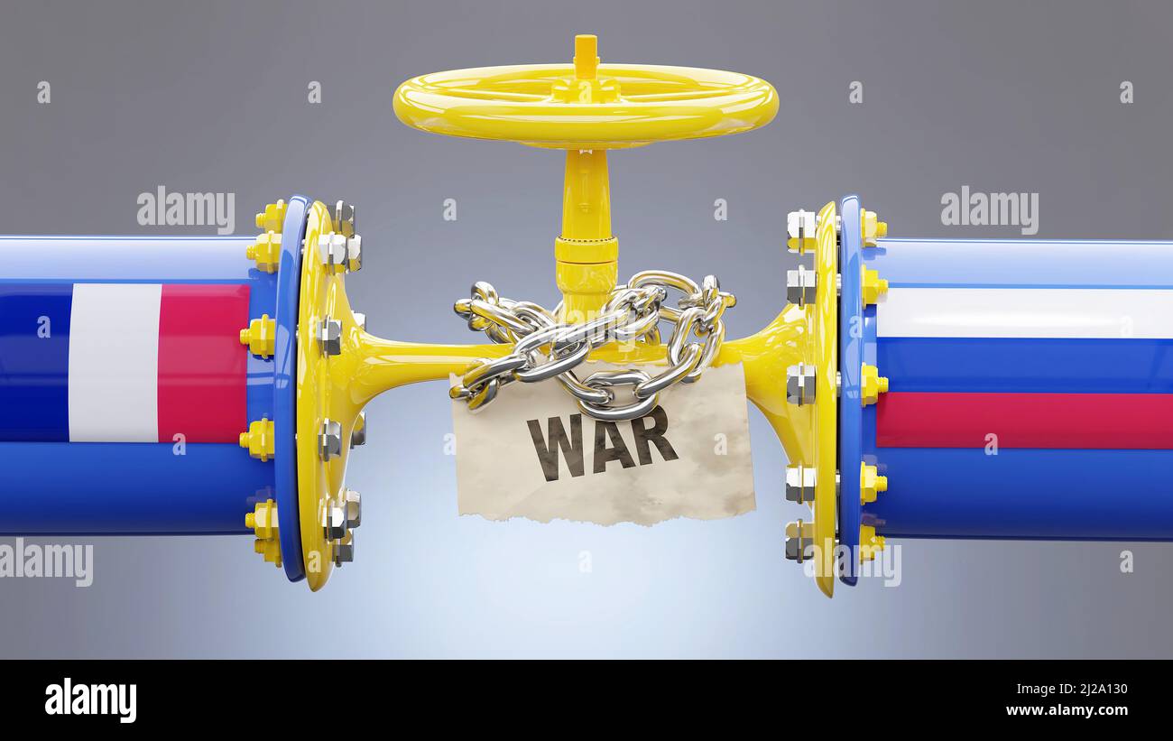 France and Russia oil and gas sanctions, stand-off and war. Squeezed ...