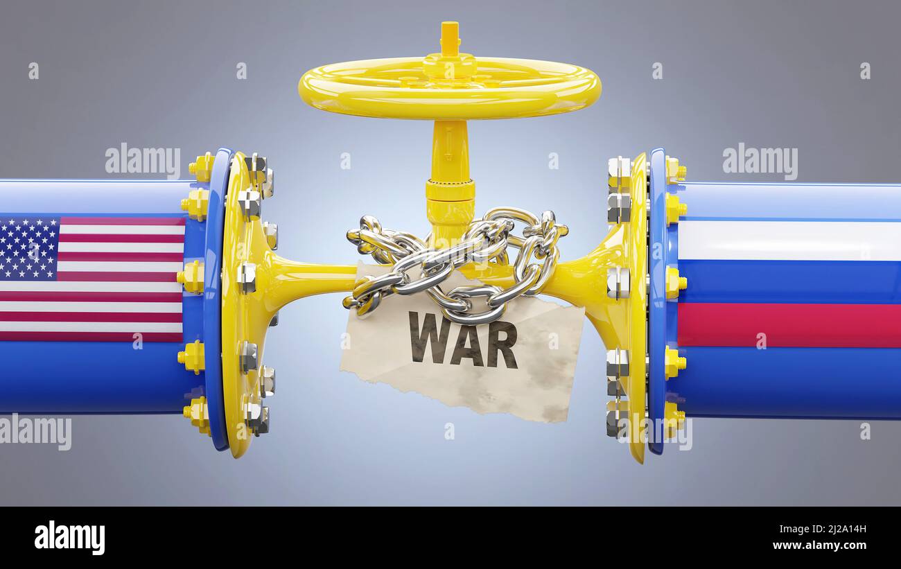 USA and Russia oil and gas sanctions, stand-off and war. Squeezed gas ...