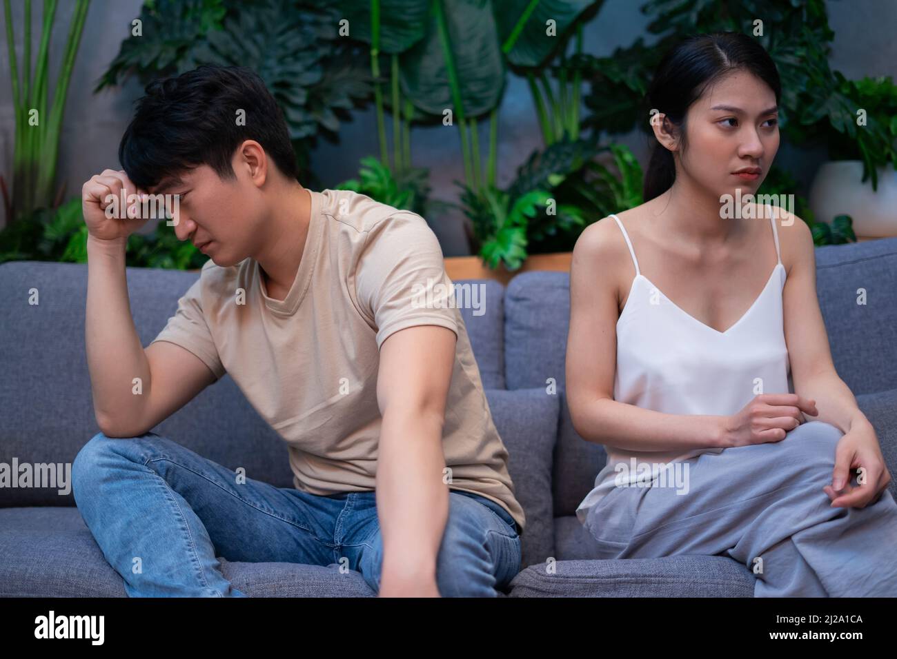 Young Asian couple arguing with each other Stock Photo - Alamy