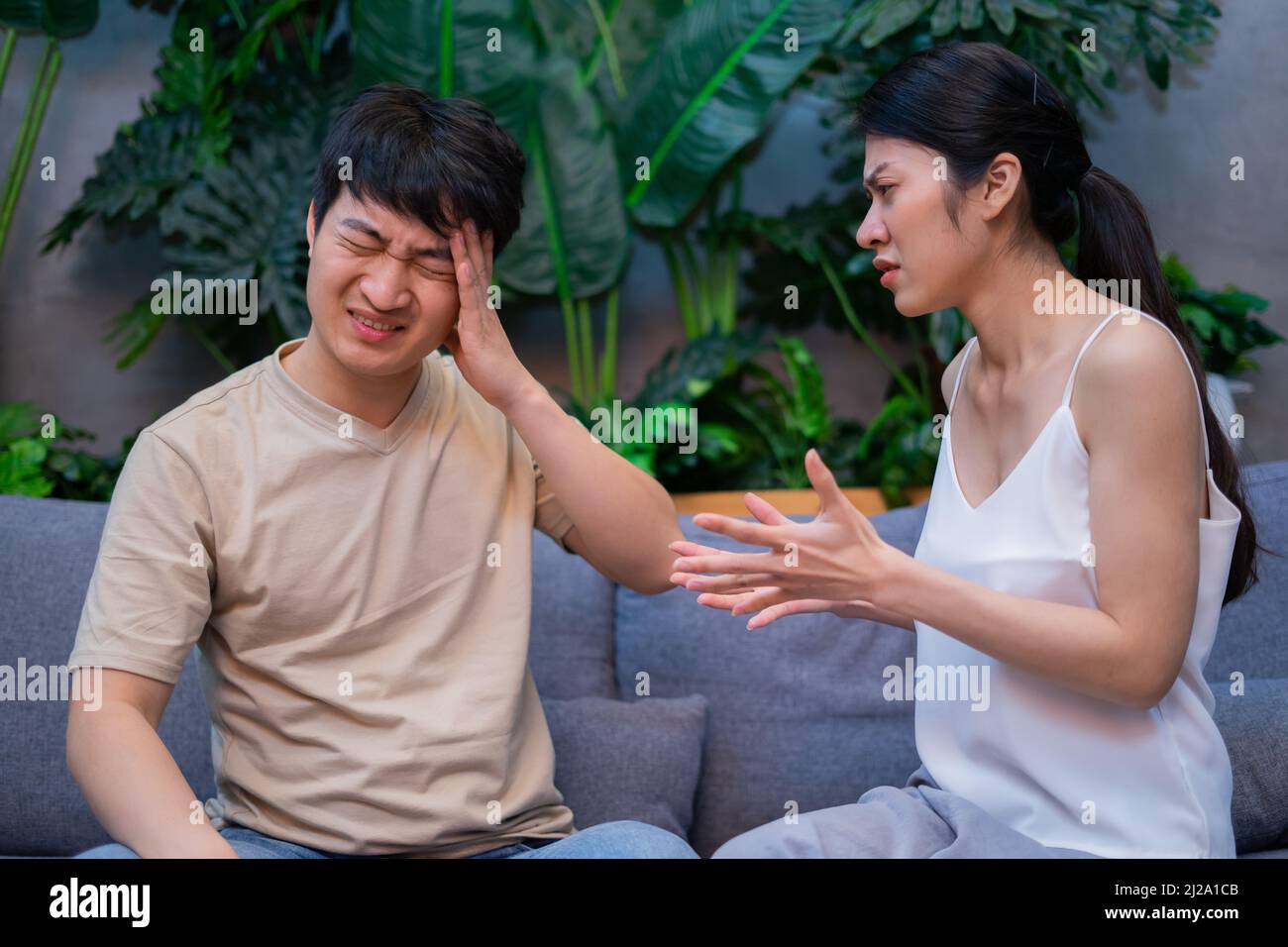 Young Asian couple arguing with each other Stock Photo - Alamy