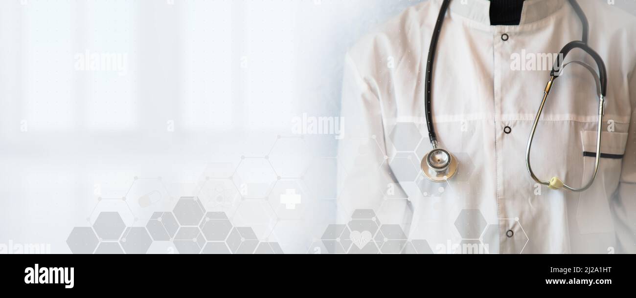 Doctor working on a virtual screen behind the structure of medical ...