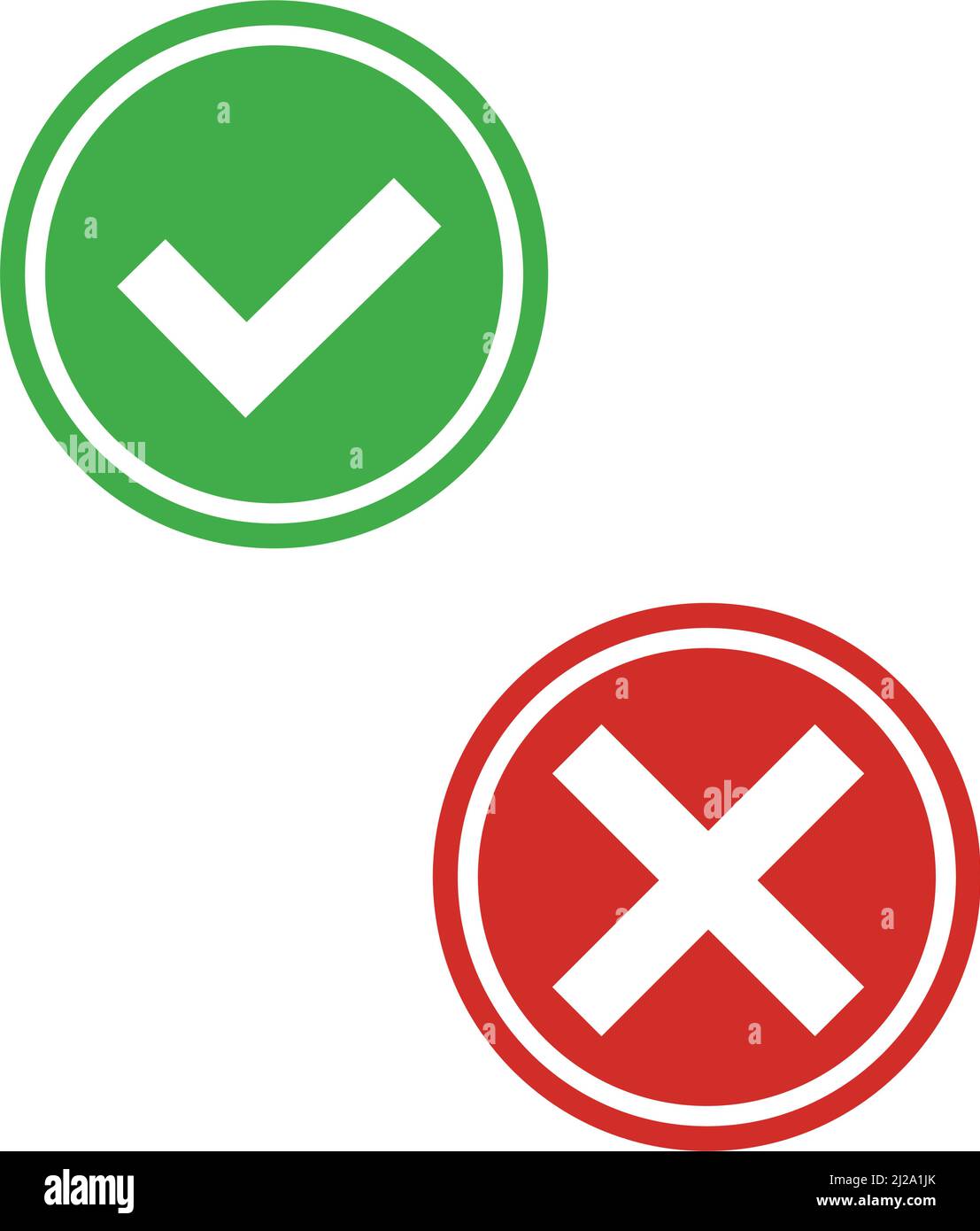Check and cross icons. Icons highlighted by a border. Vector. Editable ...