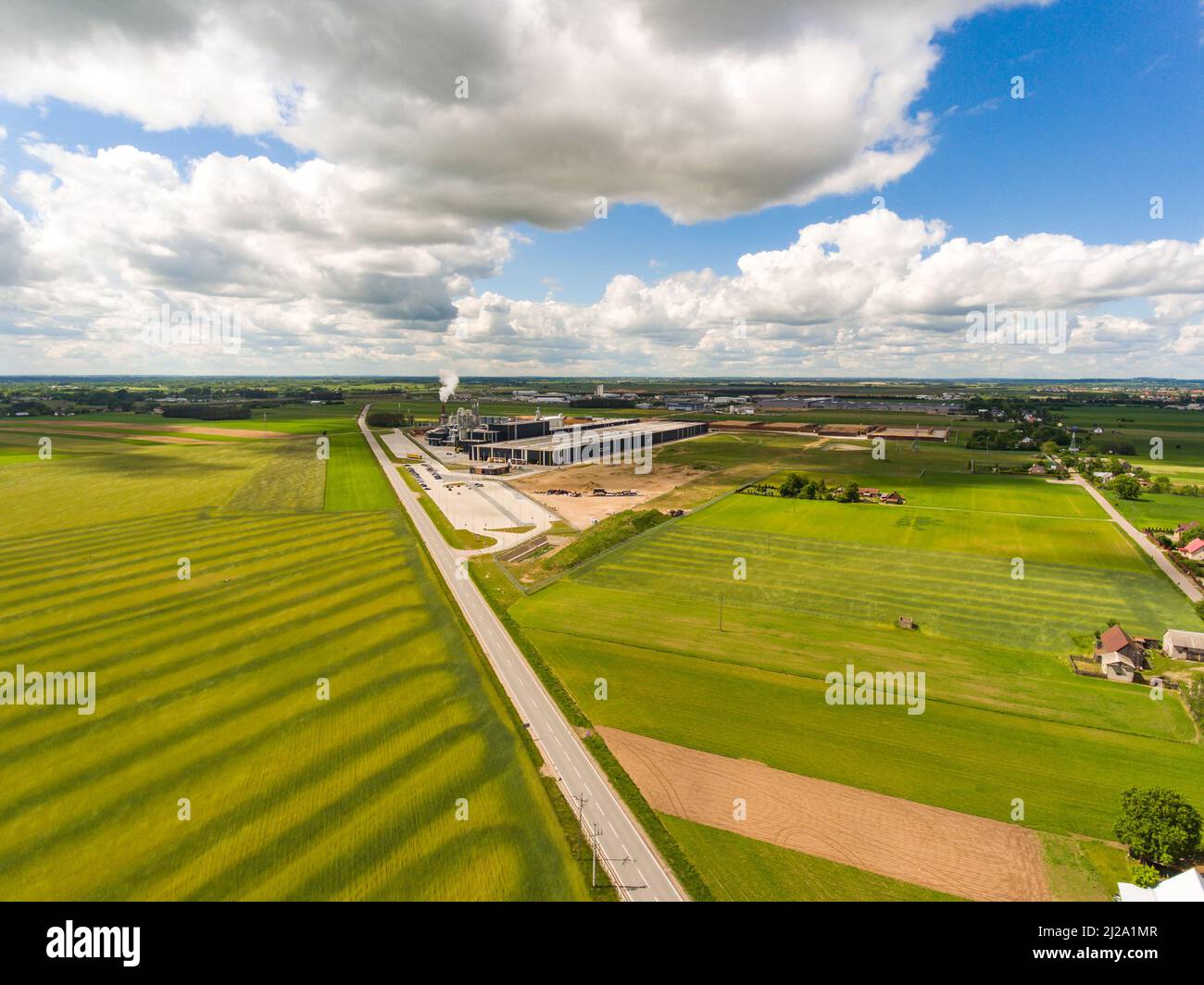 An aerial view of a field under a bright sky Stock Photo - Alamy