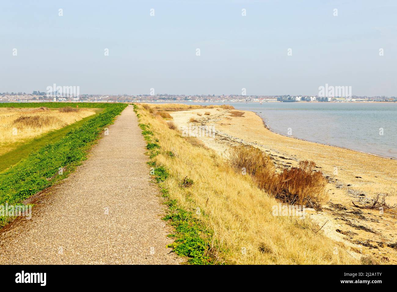 Coastal landscape view to Brightlingsea, East Mersea Flats, Mersea ...