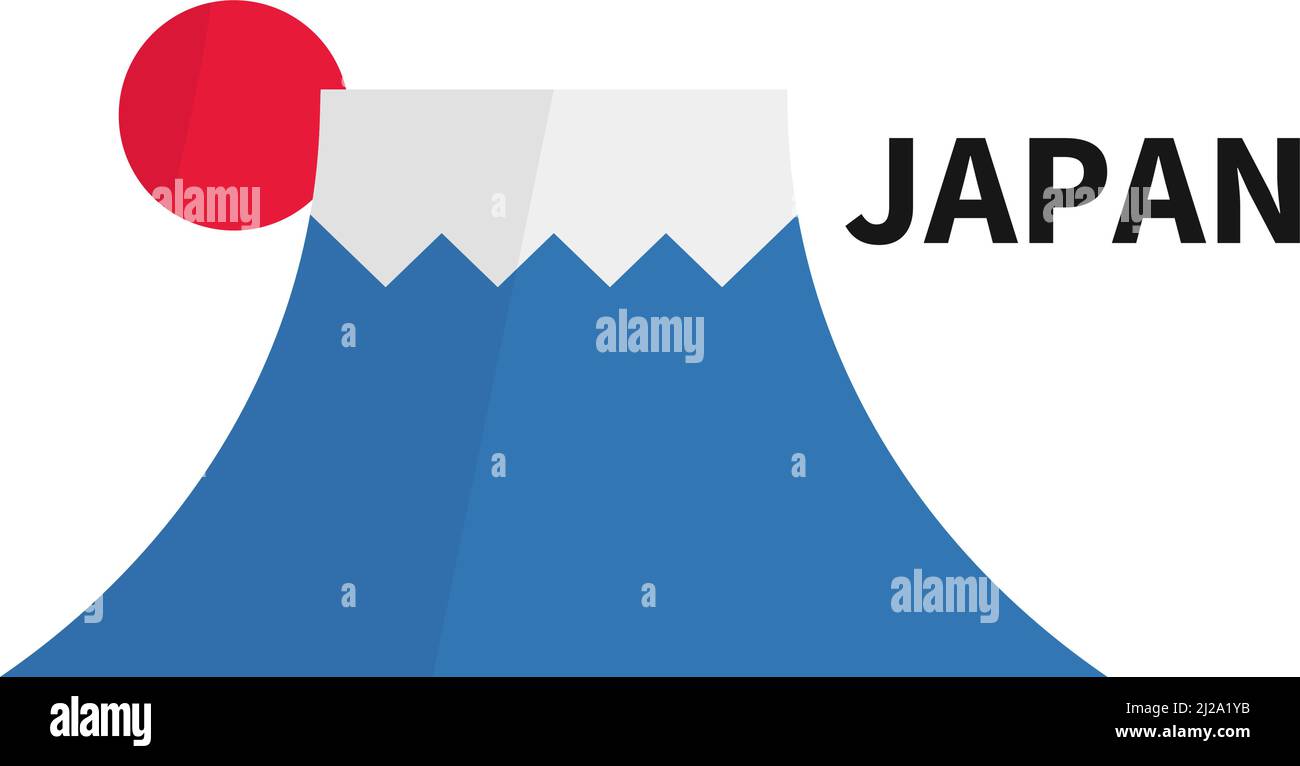 Mount Fuji and the rising sun. Symbols of Japan. Editable vector Stock ...