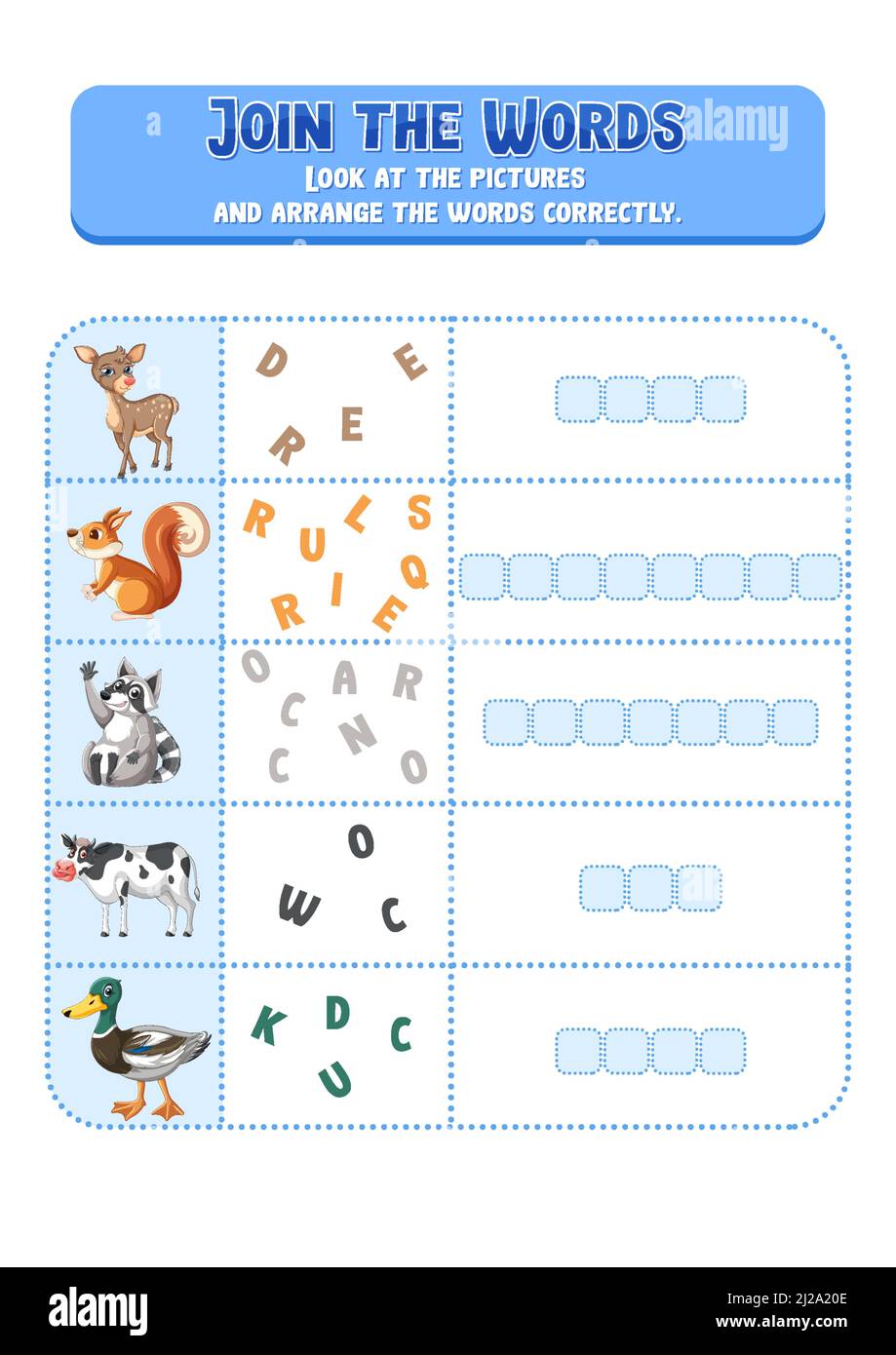 Arrange the letters in order with pictures illustration Stock Vector ...