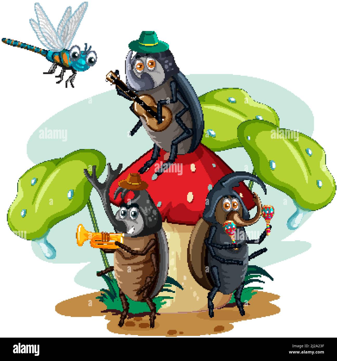 Group of beetles cartoon character illustration Stock Vector Image ...