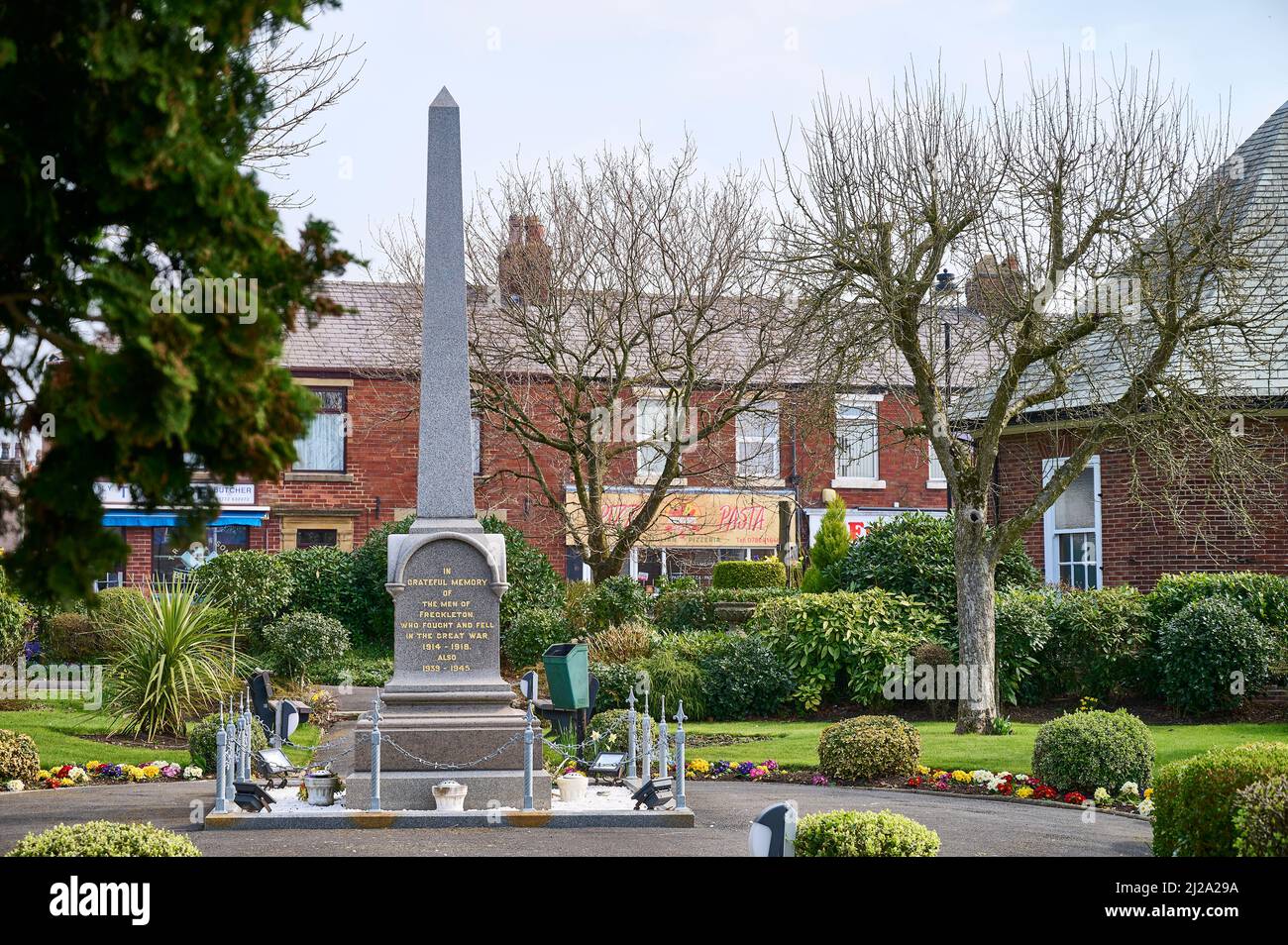The War Memorial Gardens at the centre of Freckleton,Preston,UK Stock ...