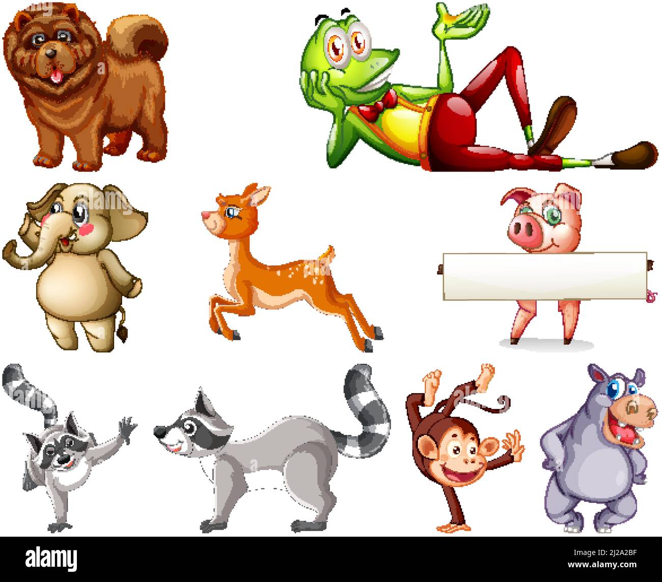 Set of animal cartoon character illustration Stock Vector Image & Art ...