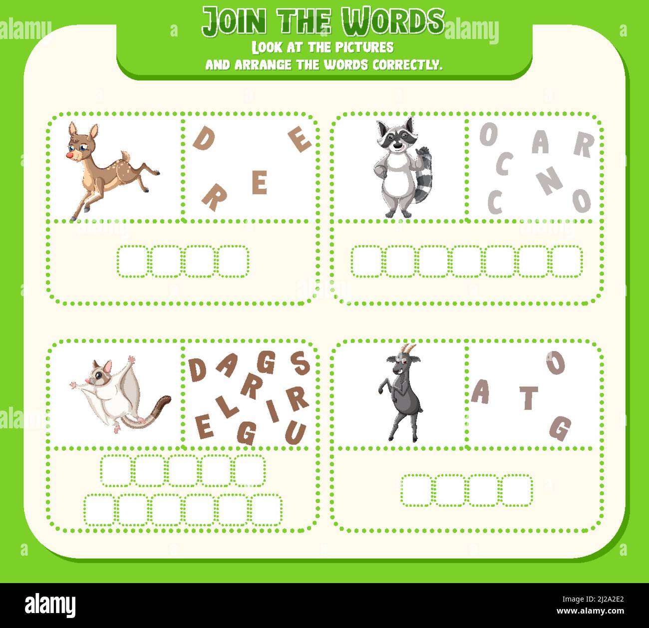 Arrange the letters in order with pictures illustration Stock Vector ...