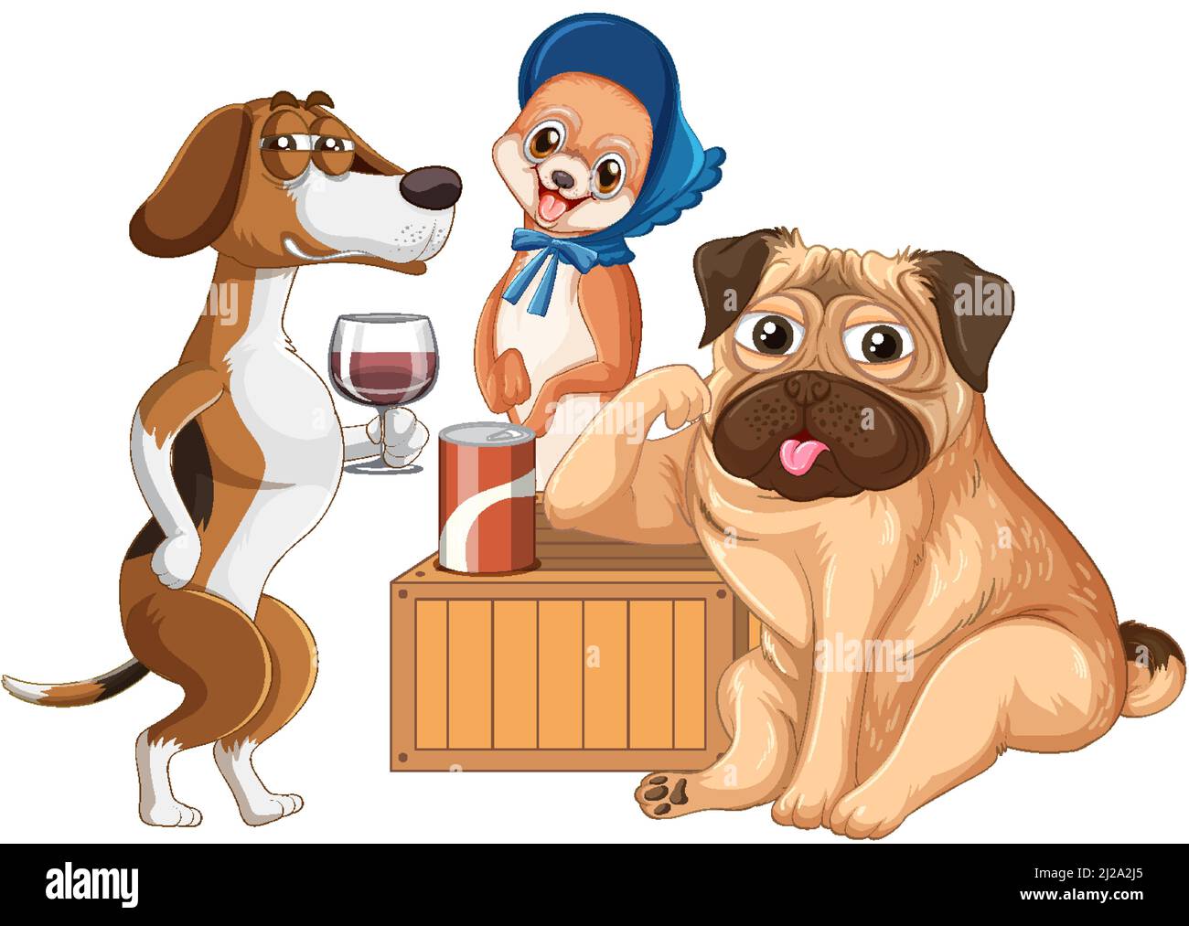 A group of dog drinking wine illustration Stock Vector Image & Art - Alamy
